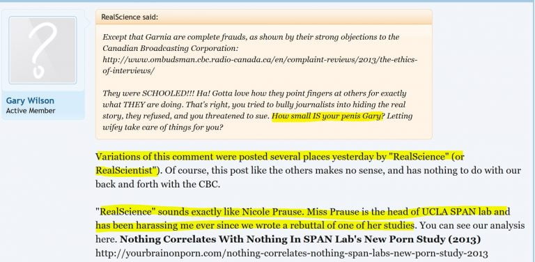 Porn Study Critiques | Nicole Prause’s fabrications of victim-hood ...